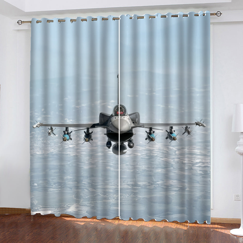 F-16 Head On in Flight Window Curtains